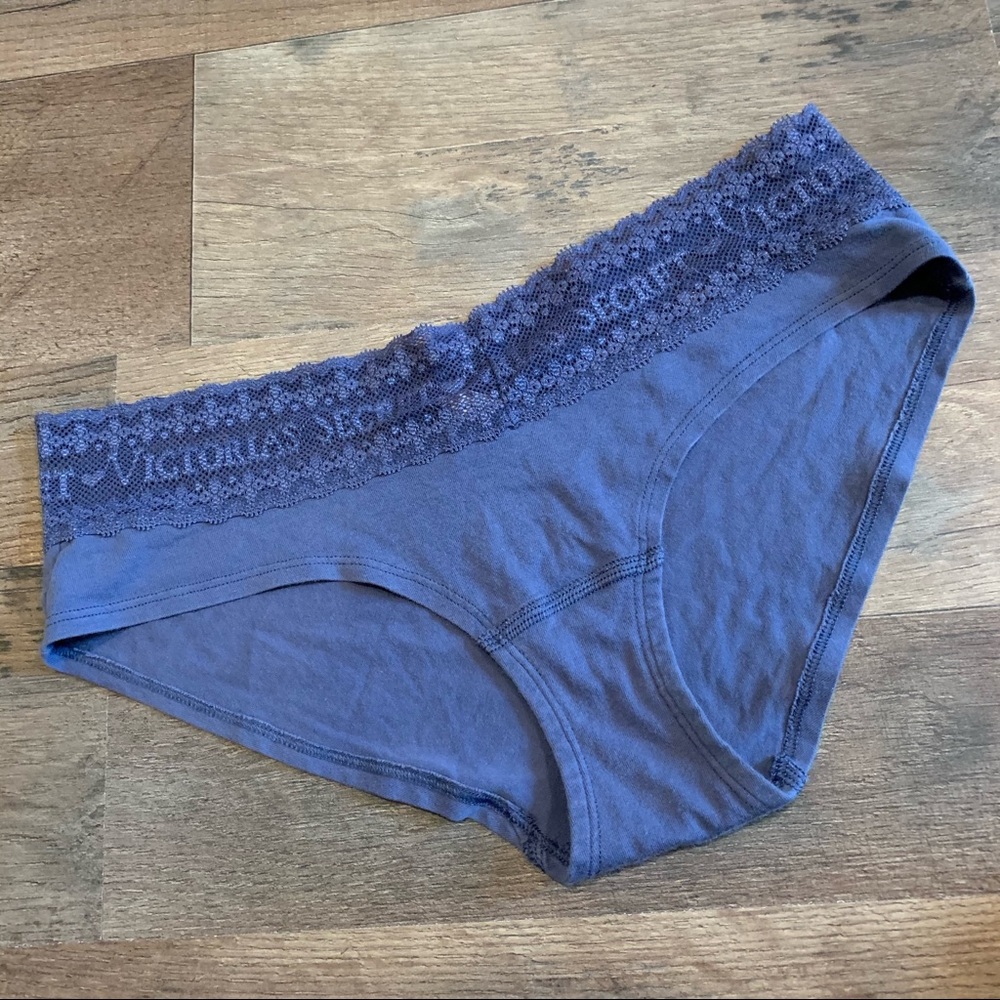 Victorias Secret Vintage Logo Lace Trim Cotton Panty Gem